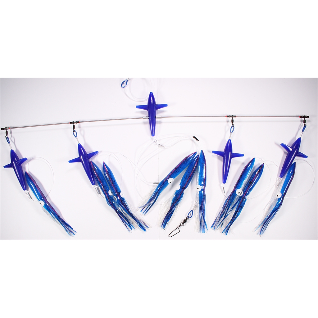 Wellsys GameFish Teaser - 36in Titanium SPREADER BAR - Rigged TubeSquid